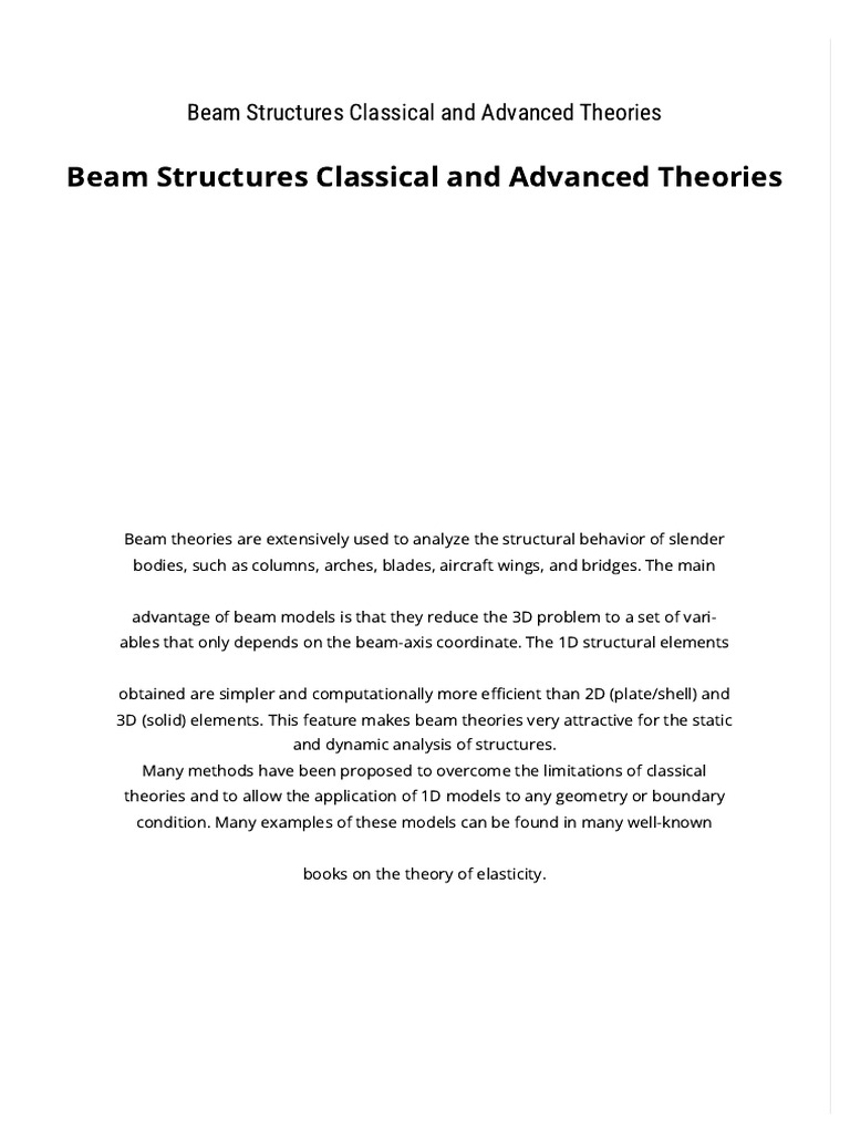 Beam Structures Classical and Advanced Theories - Engineering Books ...