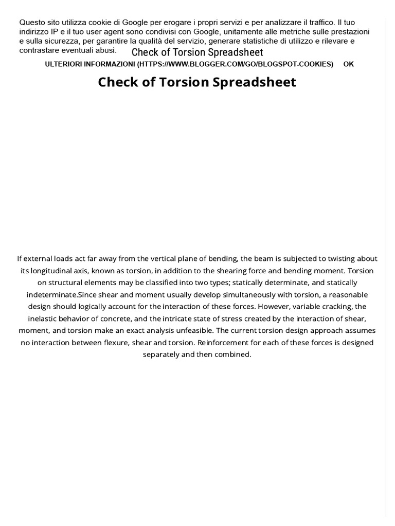 Check of Torsion Spreadsheet - Engineering Books | PDF