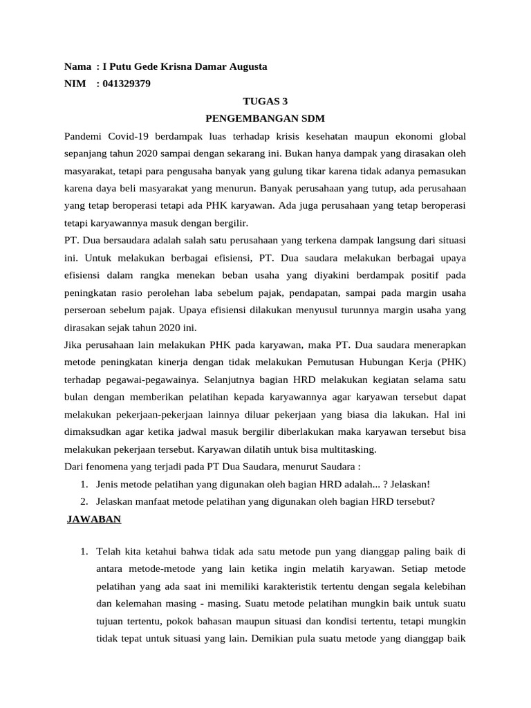 Tugas 3 Pengembangan SDM | PDF