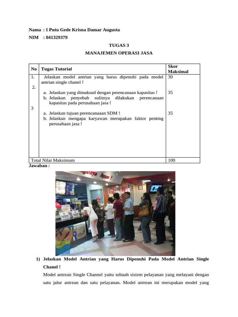 Tugas 3 Manajemen Operasi Jasa | PDF