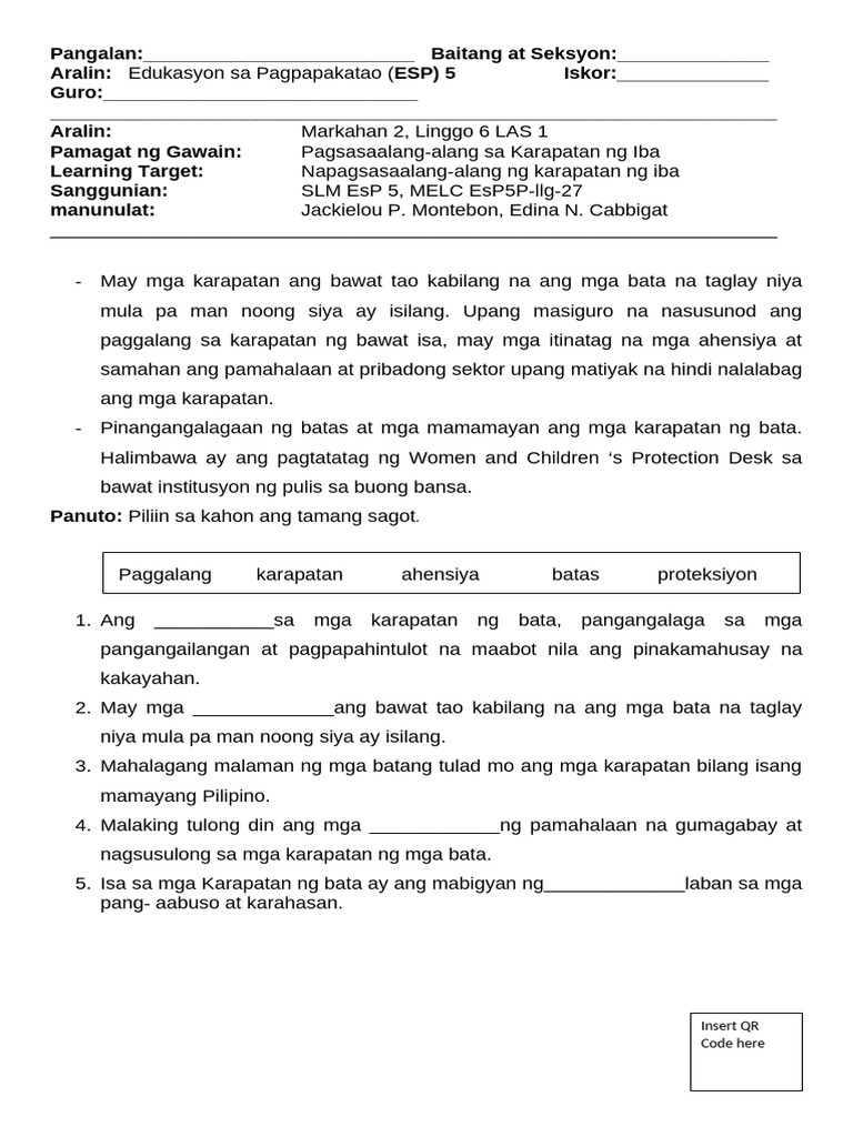 Esp5 Q2 Week6 Las1 | PDF