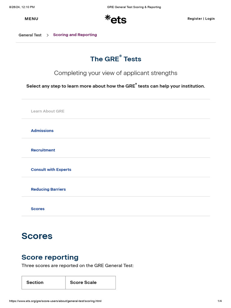 GRE General Test Scoring & Reporting | PDF | Graduate Record ...