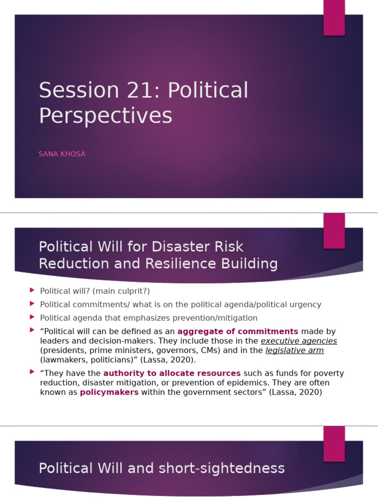Session 21 Political Perspectives | PDF | Disaster Risk Reduction ...