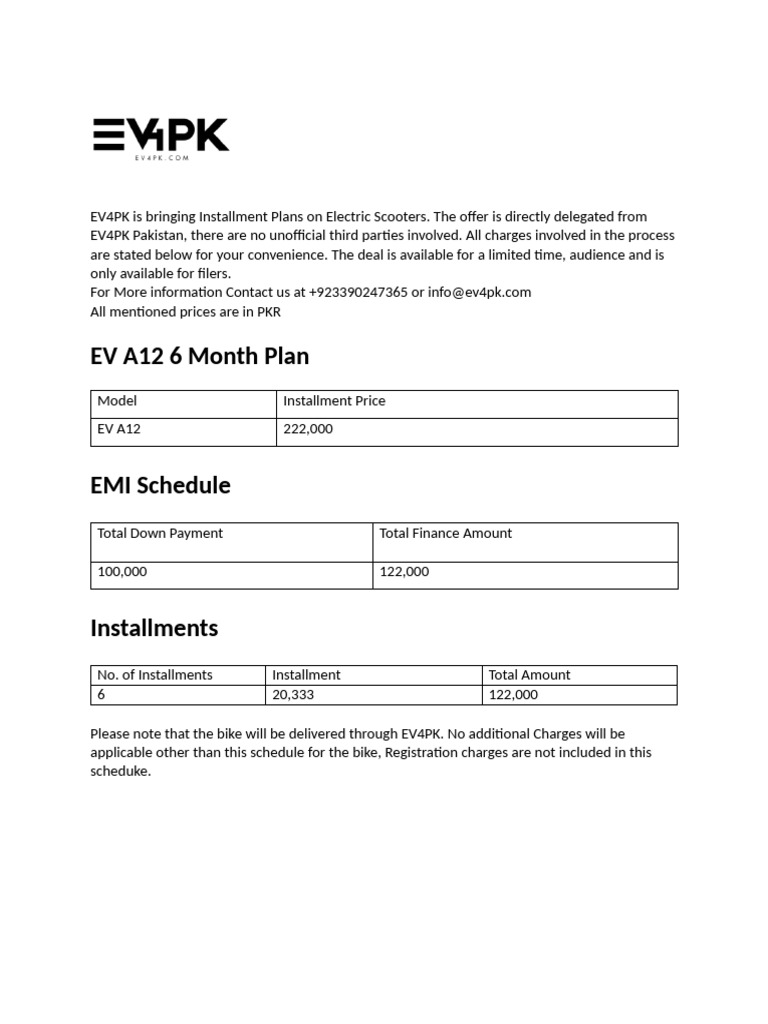 Revoo A01 12 Month Plan | PDF