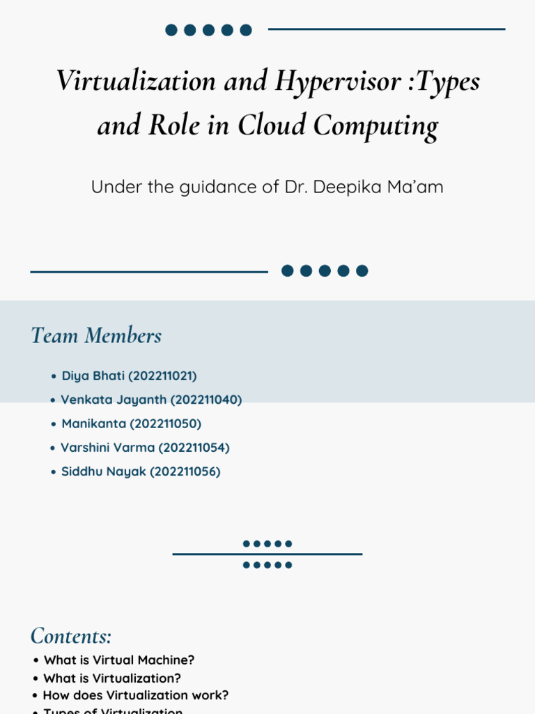 Virtualization and Hypervisor Types and Role in Cloud Computing | PDF