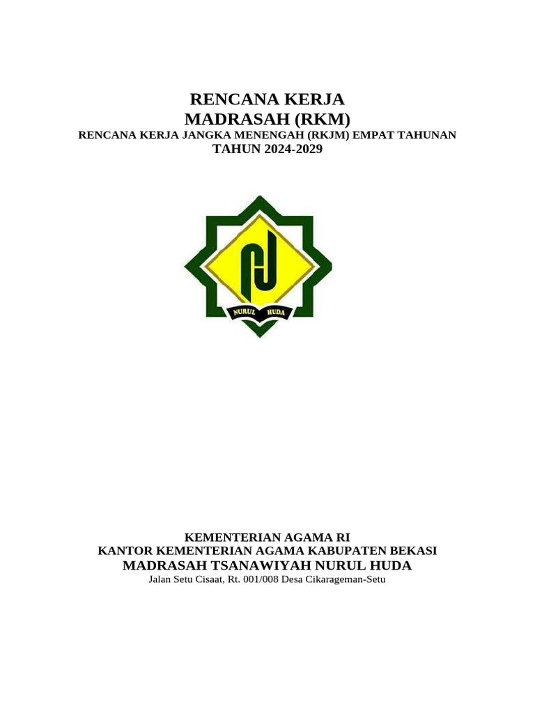 RKJM Madrasah 2024-2029 Bekasi | PDF