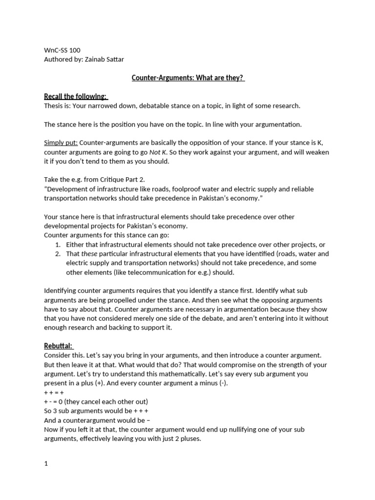 Counter Arguments | PDF