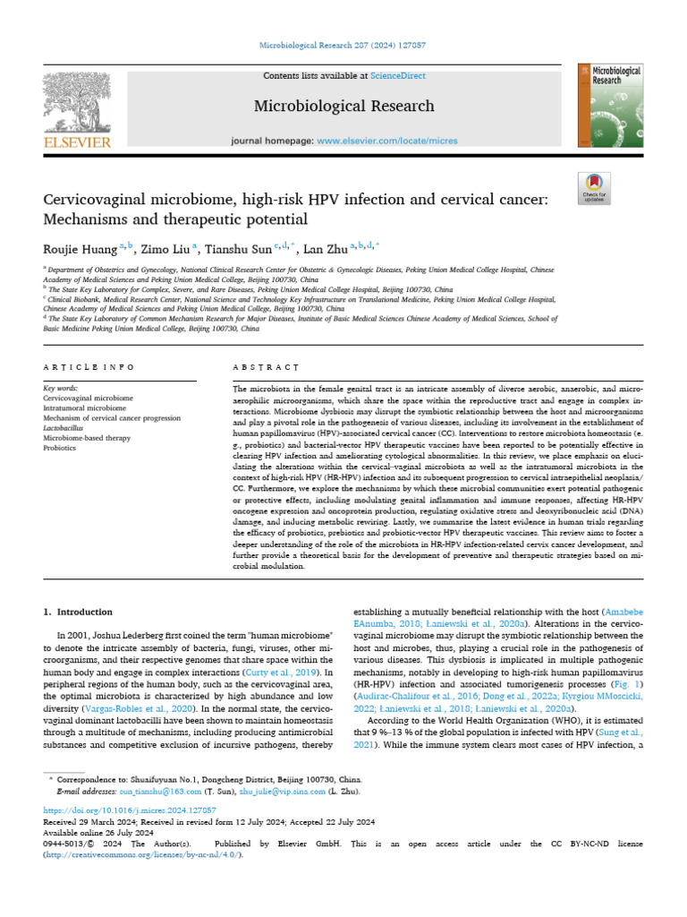 Cervicovaginal Microbiome and HPV Cancer | PDF | Lactobacillus ...