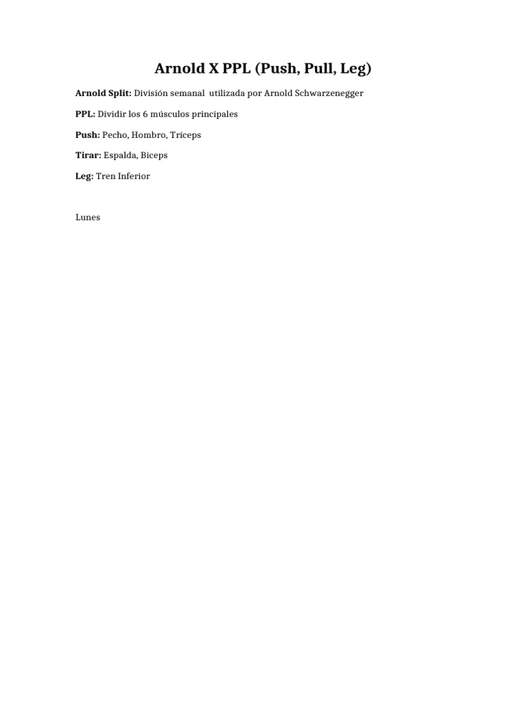 Arnold X PPL (Push, Pull, Leg) | PDF