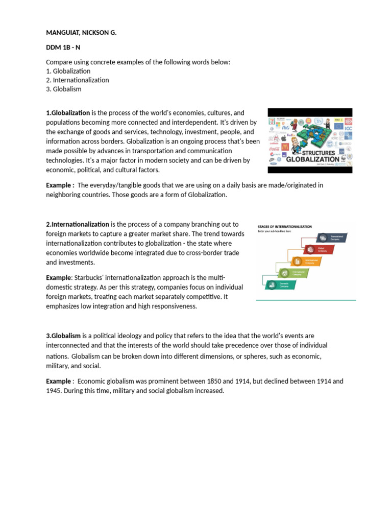 Globalization vs. Internationalization vs. Globalism | PDF