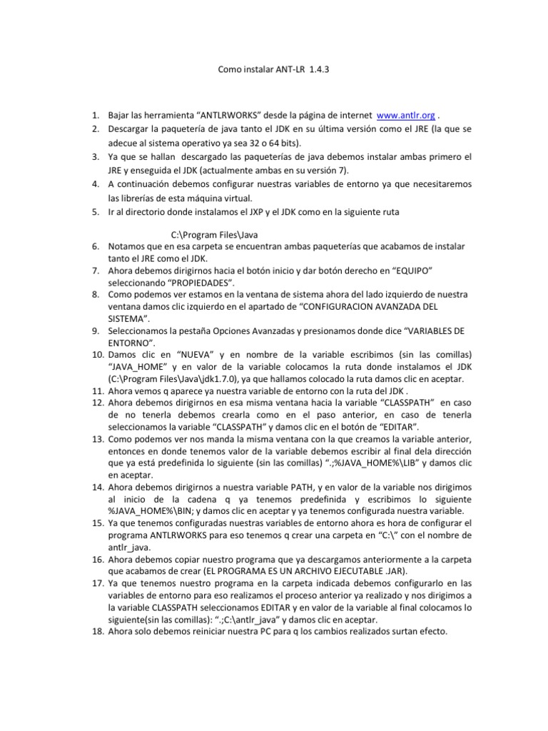 Como Instalar ANTLR | PDF | Java (lenguaje de programación) | Ventana (informática)