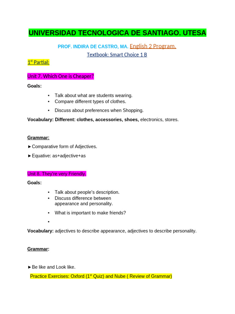 English2 Program | PDF