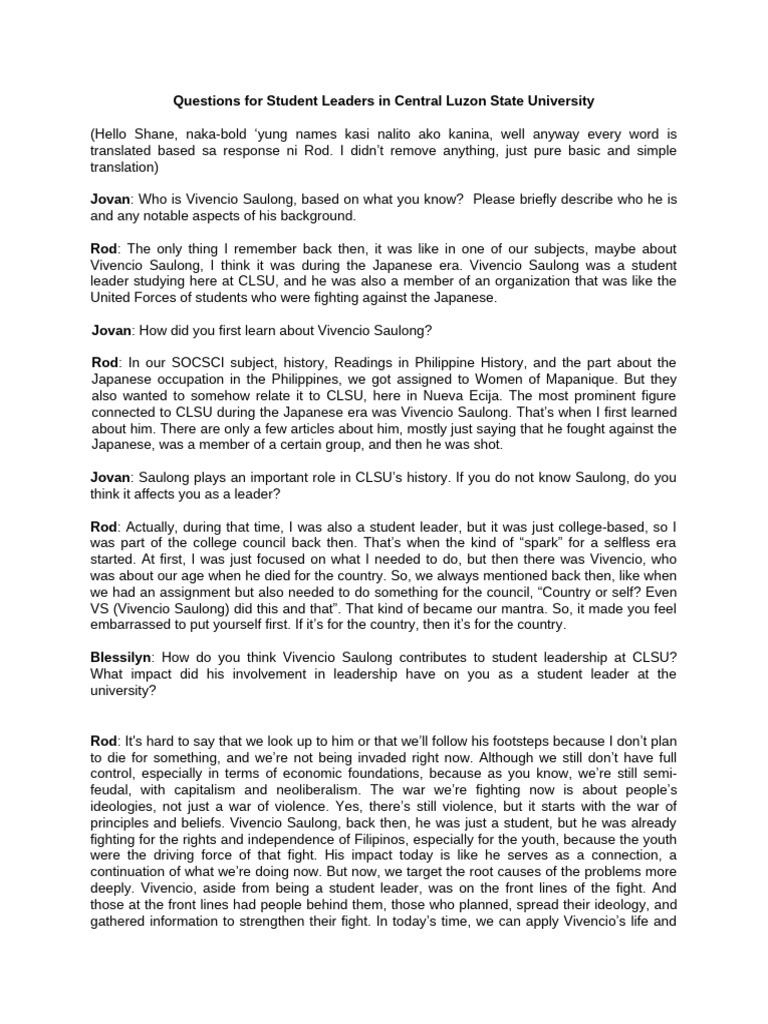 Kuya Rod's Interview (By Francis) | PDF | Courage