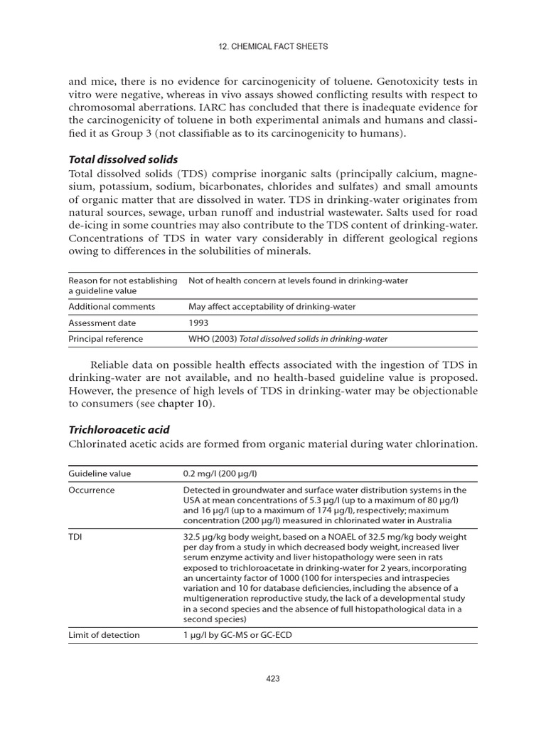 Total Dissolved Solids Chemical Fact Sheet | PDF | Water | Salt (Chemistry)