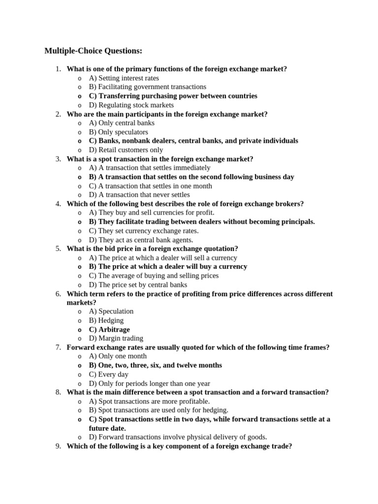 Quiz Chapter 5 | PDF | Foreign Exchange Market | Exchange Rate