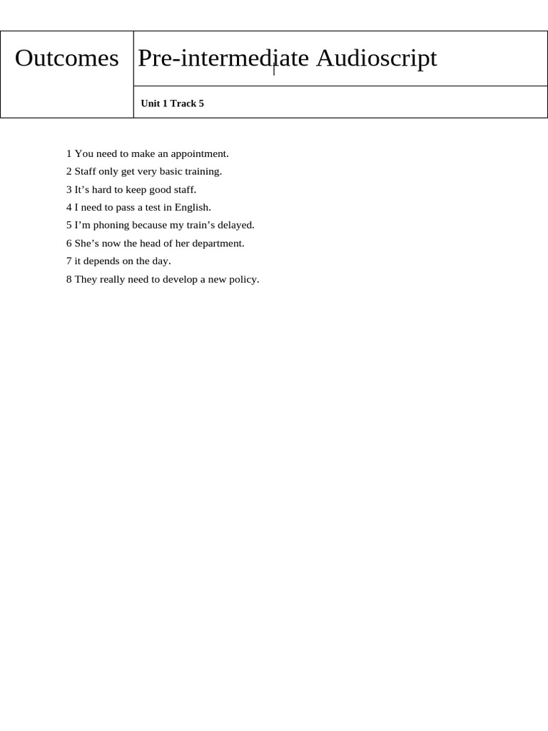 Pre-Intermediate Unit1 Audio Track5 | PDF