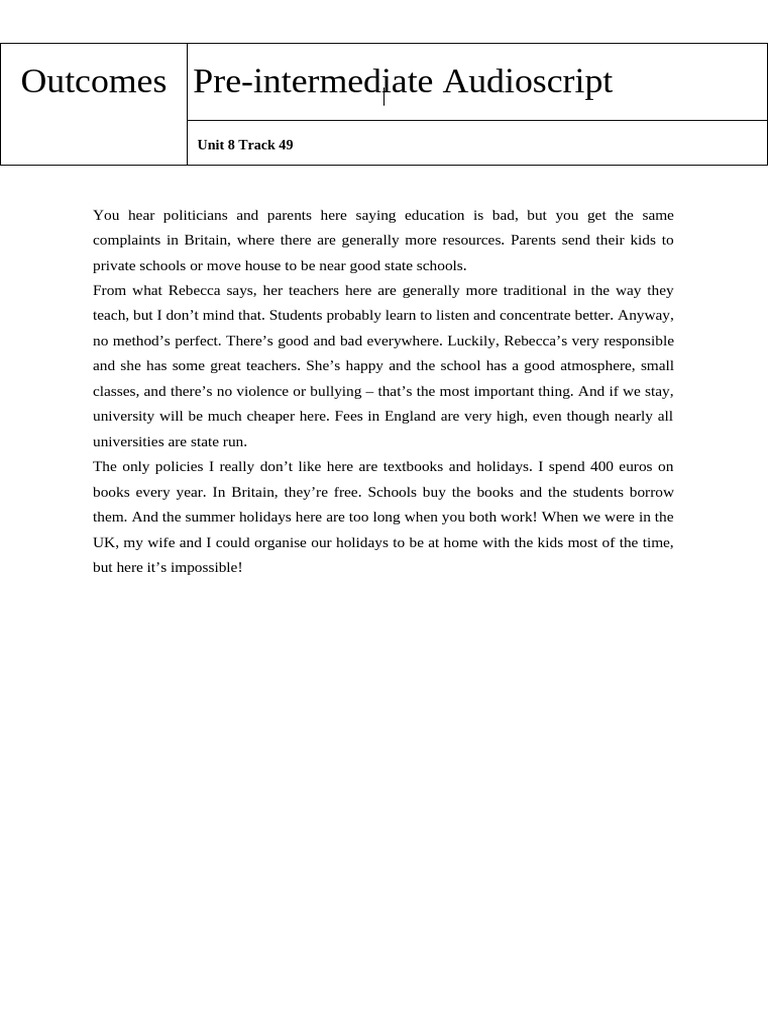 Pre-Intermediate Unit8 Audio Track49 | PDF