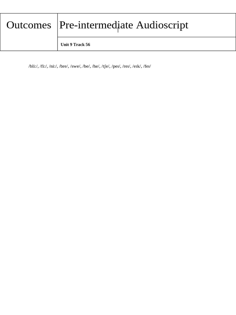 Pre-Intermediate Unit9 Audio Track56 | PDF