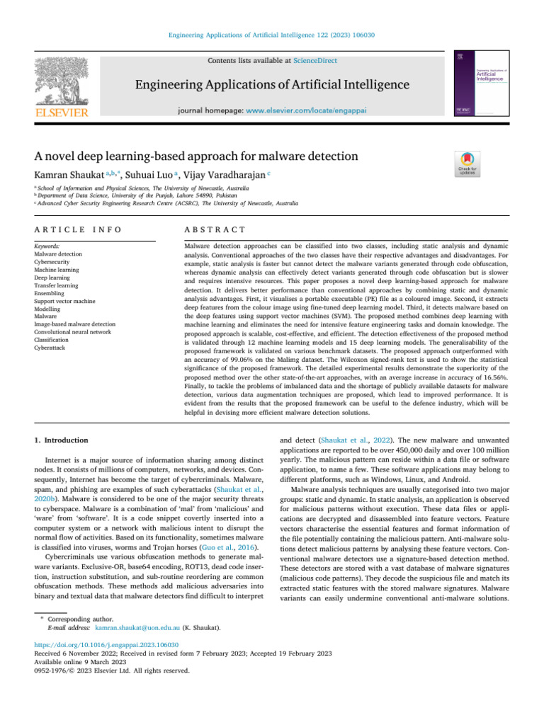 Research Paper 2 Malware Detection | PDF | Deep Learning | Malware