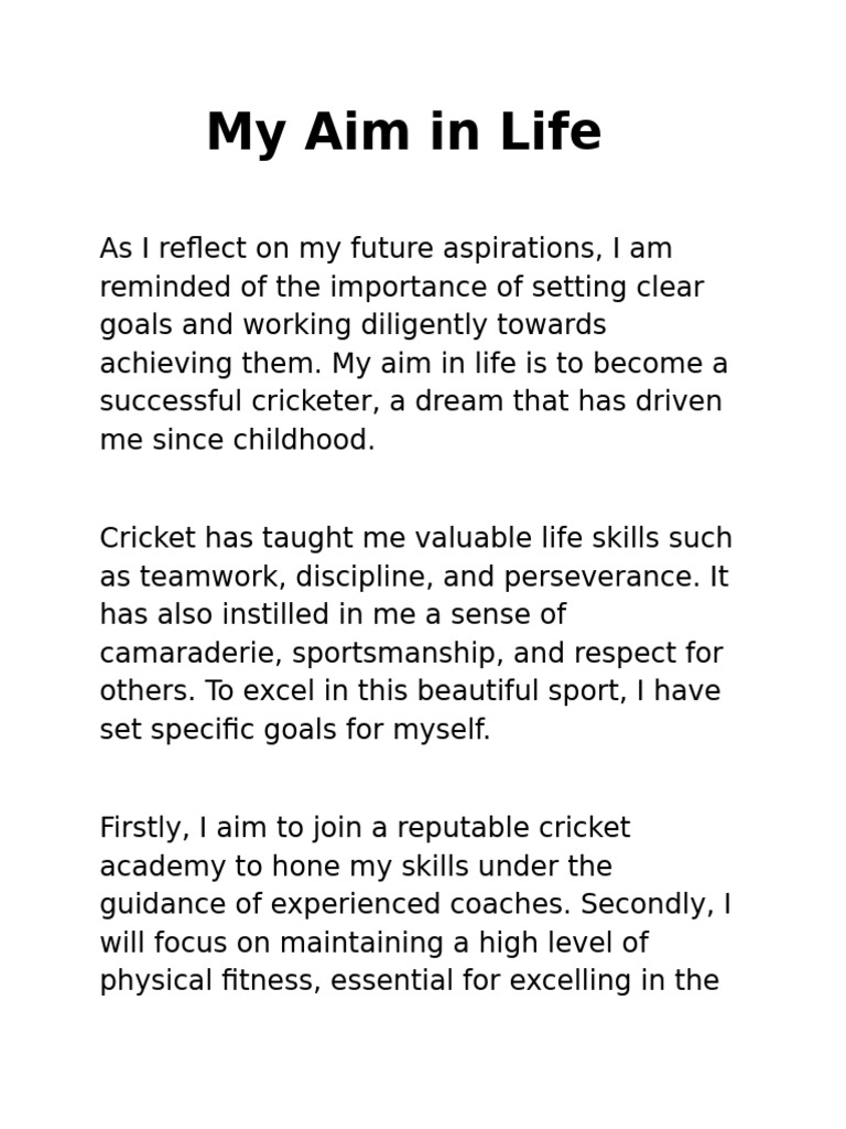 My Aim in Life: Becoming a Cricketer | PDF | Social Psychology | Psychology