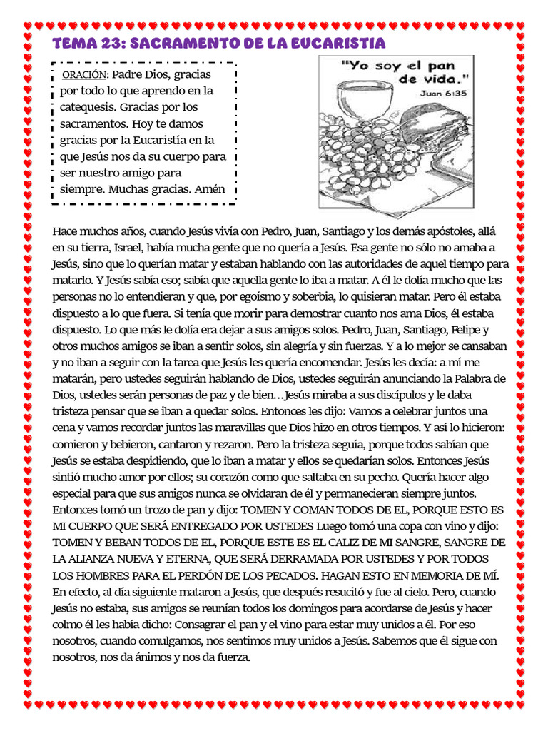 TEMA 23 - Sacramento de Eucaristia | PDF | eucaristía | Jesús