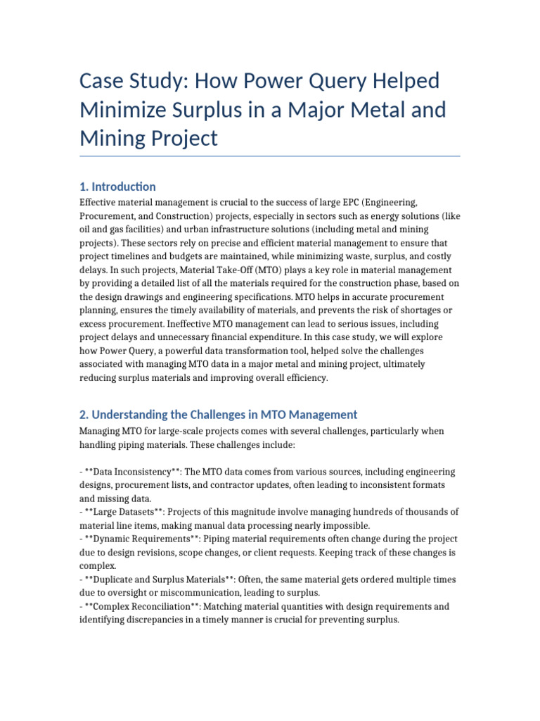 Power Query Case Study | PDF | Procurement | Engineering