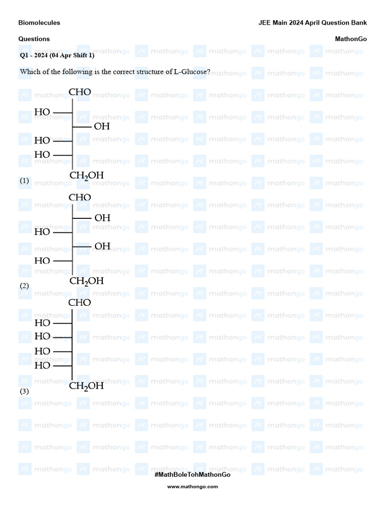 Biomolecules - JEE Main 2024 April Question Bank - MathonGo | PDF ...