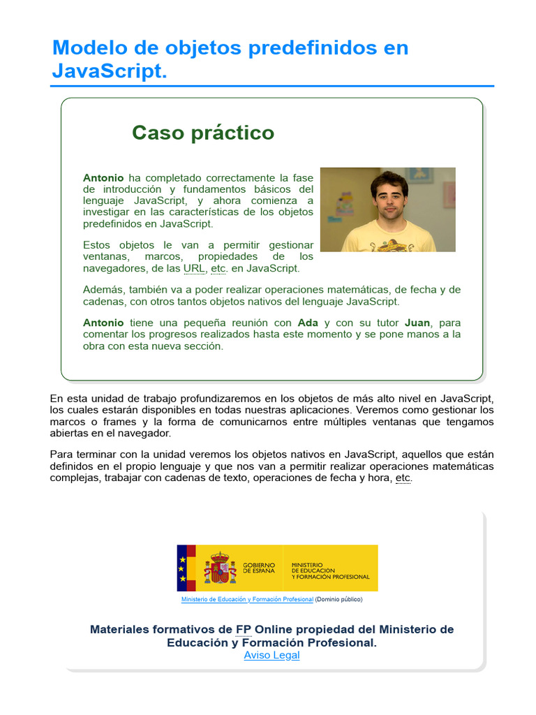 DWEC. - Modelo de Objeos Predefiidos en Javascript. | PDF | Modelo de objeto de documento ...