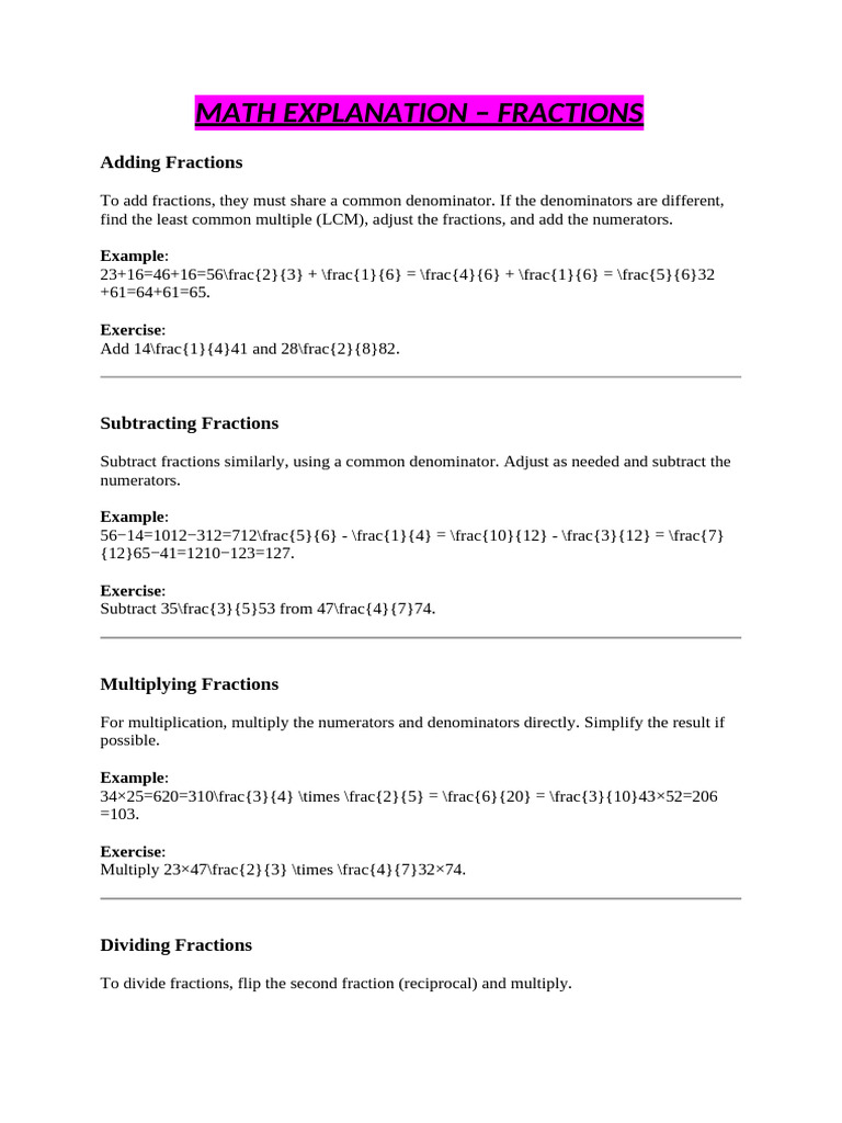 Math Explanation | PDF | Numbers | Division (Mathematics)