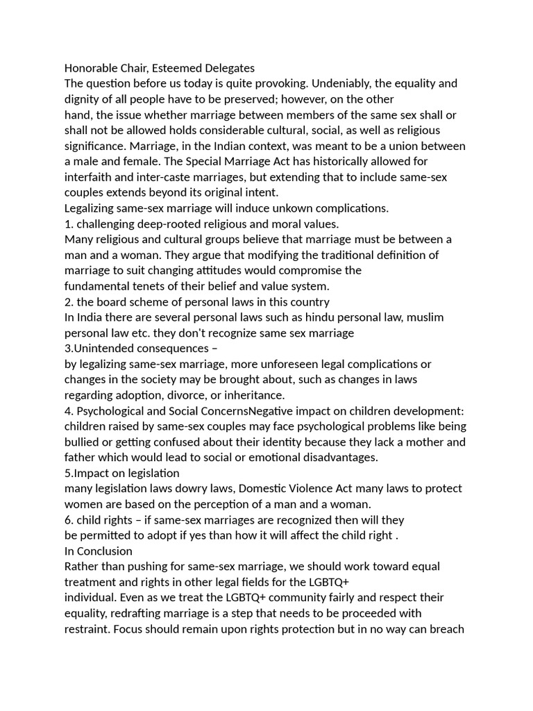 Honorable Chair Speech Final | PDF