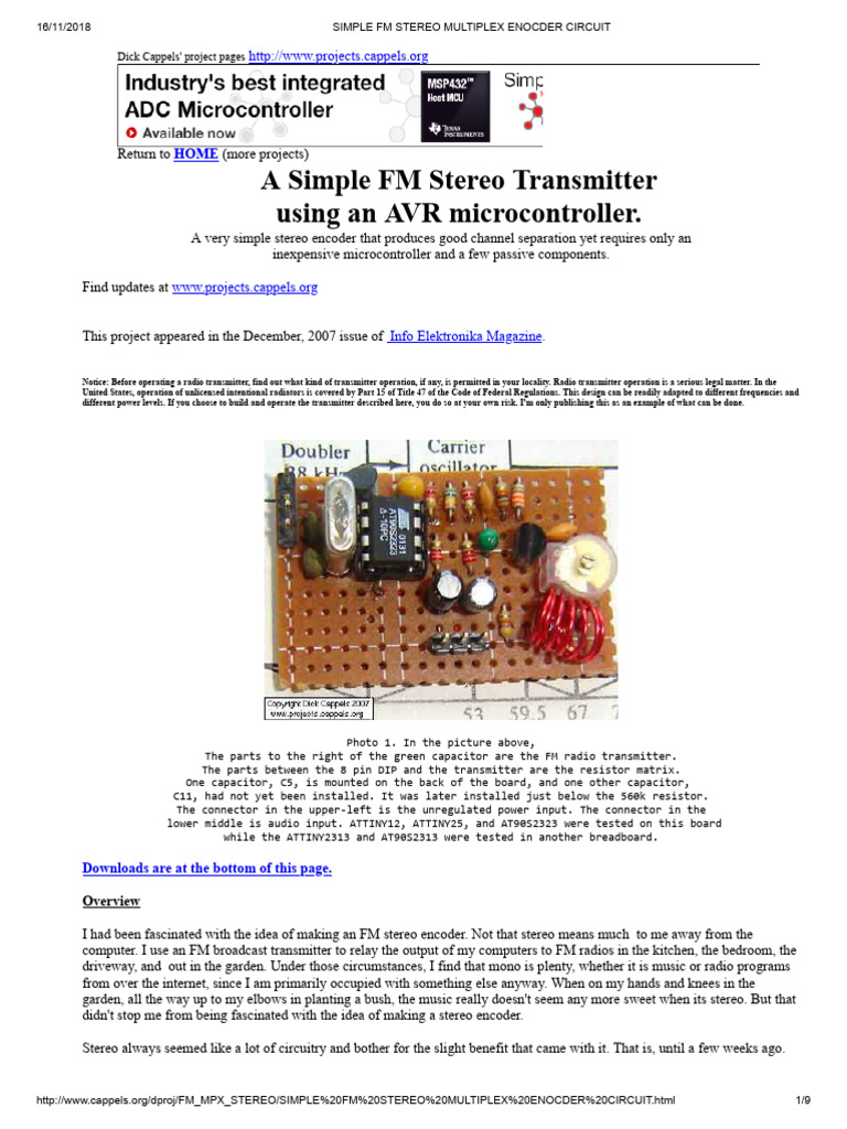 Simple FM Stereo Encoder Guide | PDF | Frequency Modulation | Modulation