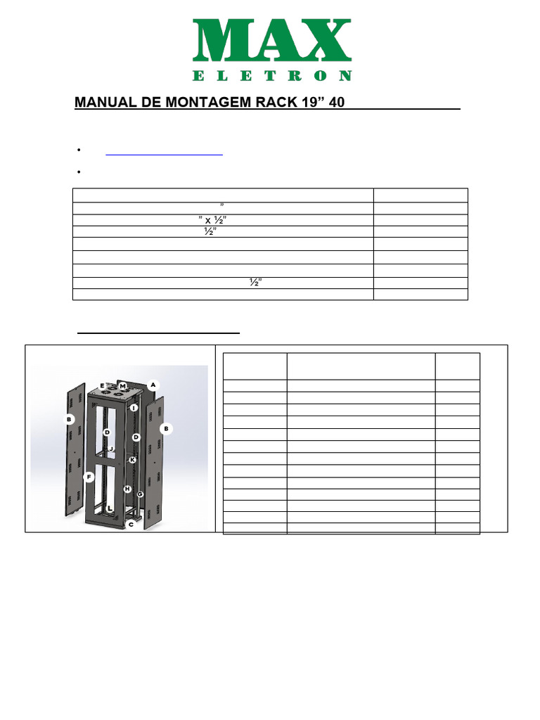 Manual de Montagem Racks Desmontados 40u X 570 MM 44u X 570mm | PDF ...