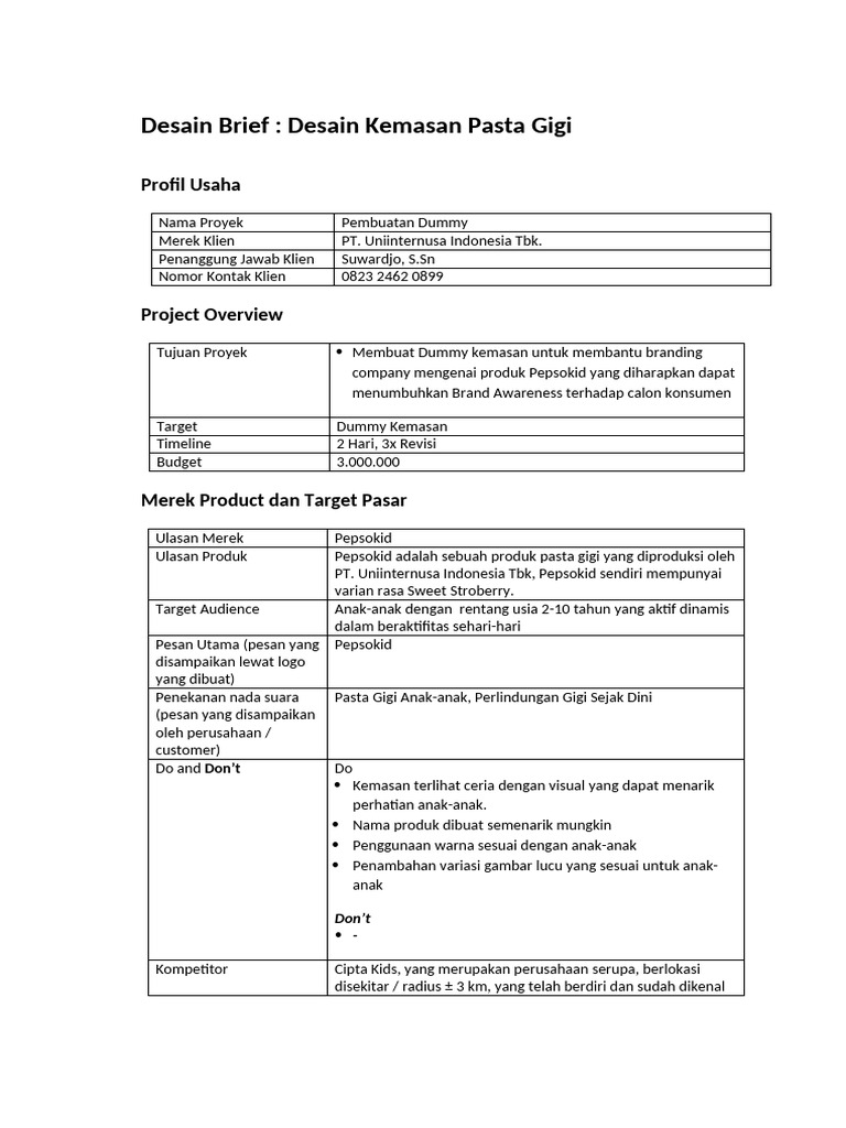 Borang Desain Brief | PDF