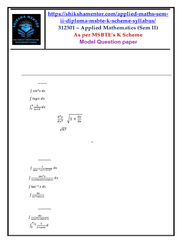 Model QP 1 | PDF | Mathematical Analysis | Mathematics