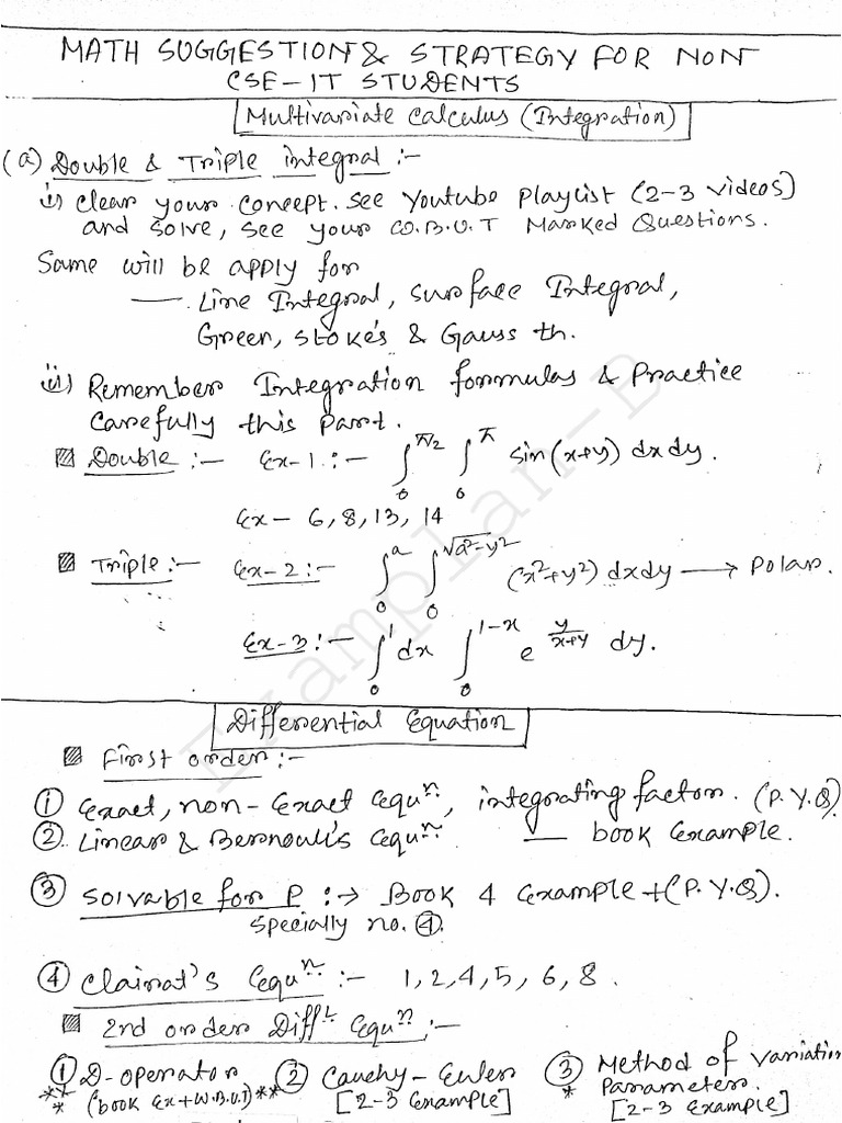 Non CSE-IT Math Suggestion | PDF