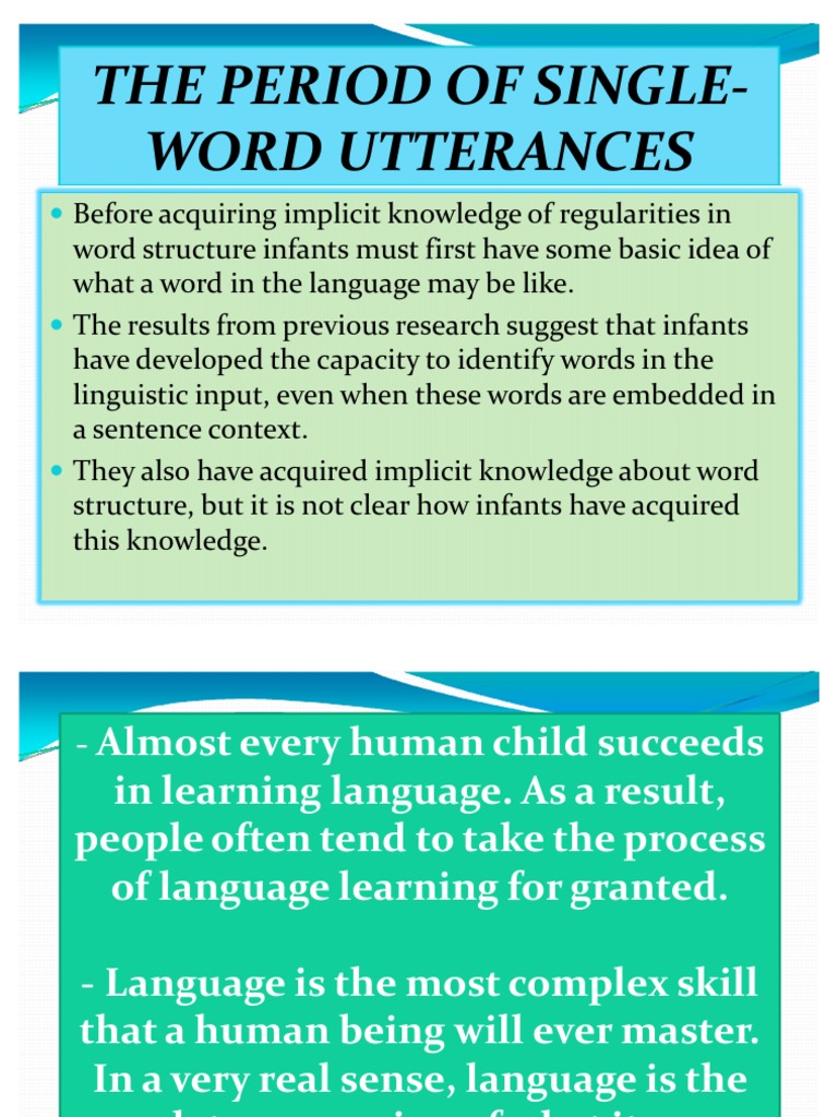 The Period of Single-Word Utterances-24 | PDF | Language Acquisition ...