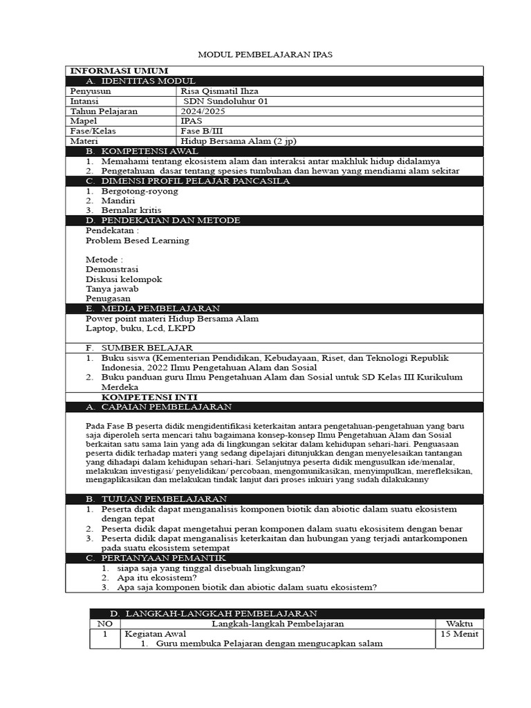 Modul Ajar Praktek - Ke5 | PDF