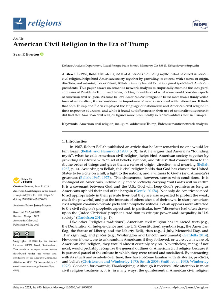 American Civil Religion in The Era of Trump | PDF | Secularism ...