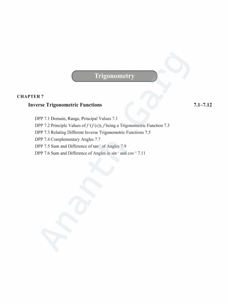 Inverse Trigonometric Functions DPP | PDF
