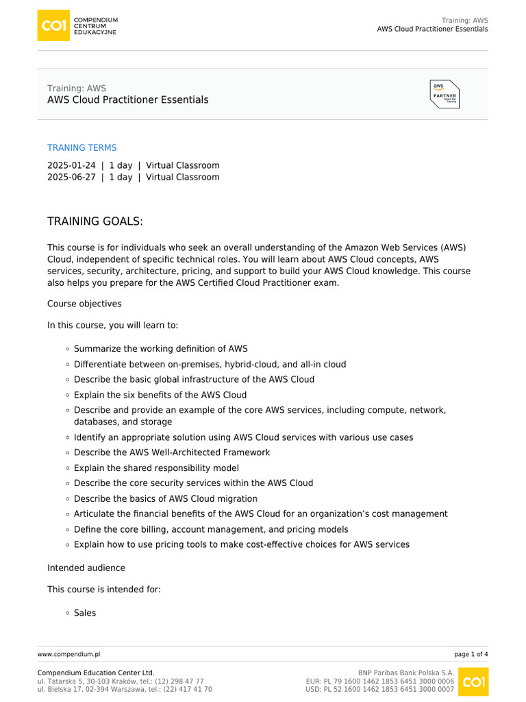 Compendium Training 5736 Aws Cloud Practitioner Essentials | PDF | Amazon Web Services | Cloud ...