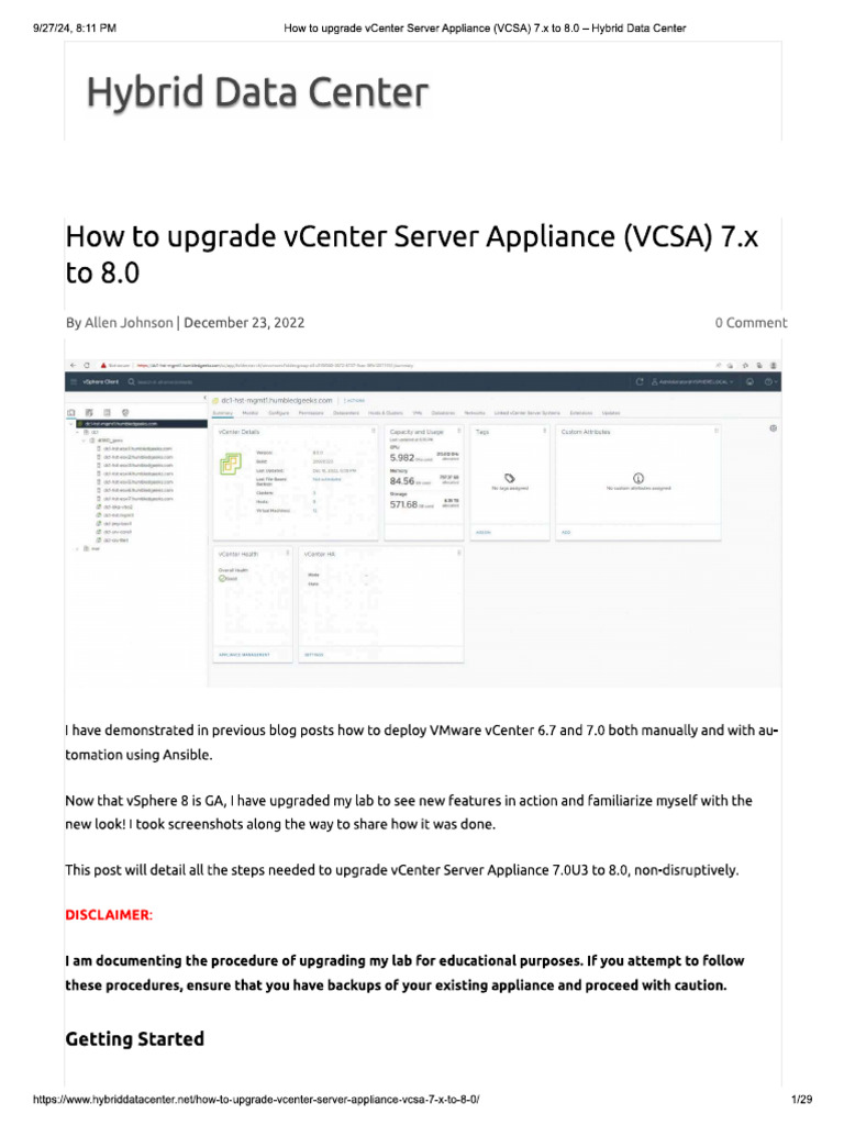 VCenter Upgrade Step by Step 2 | PDF