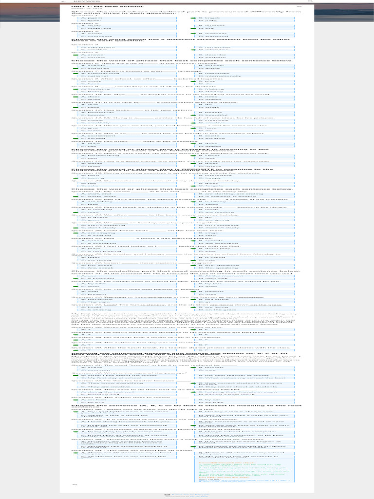 Unit 1 My New School Pdf