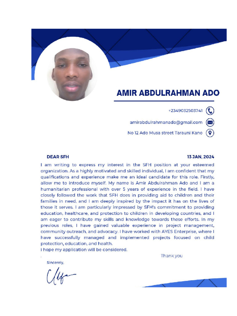 Amir NGO COVER Letter | PDF