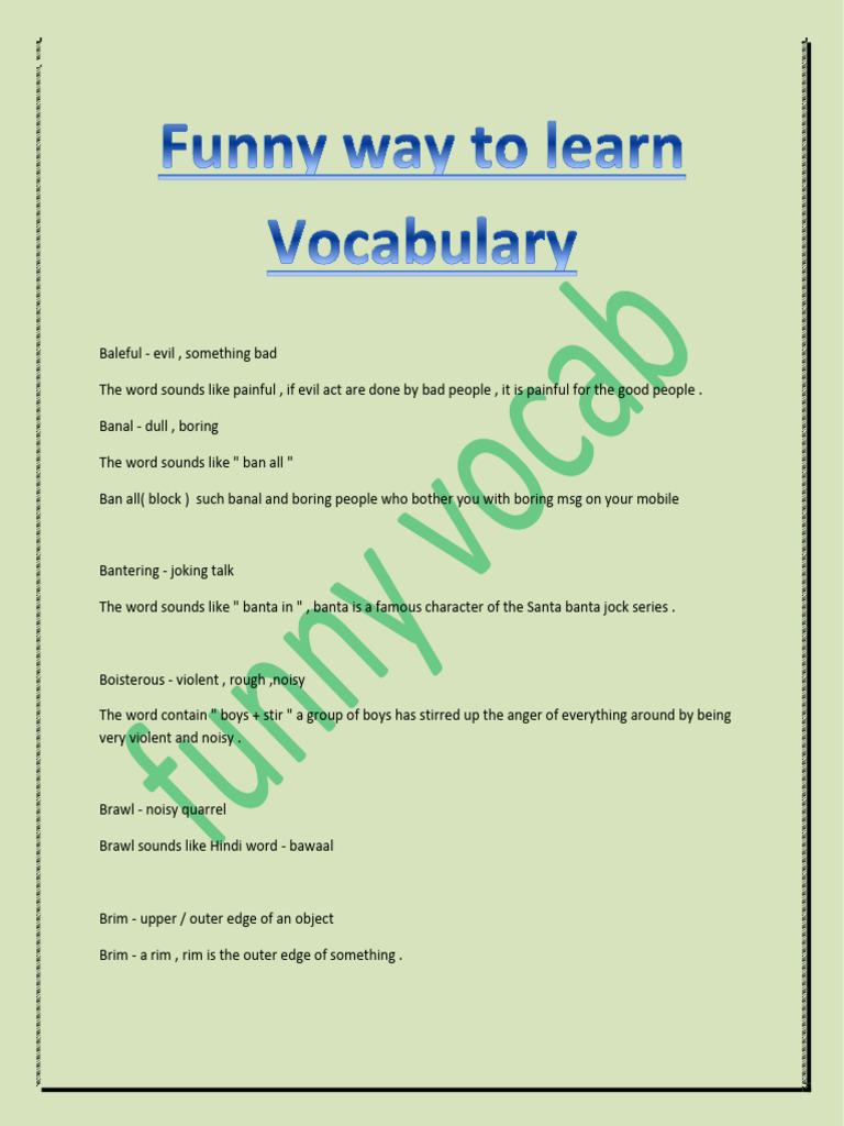 Vocabulary Insights: Word Meanings & Mnemonics | PDF