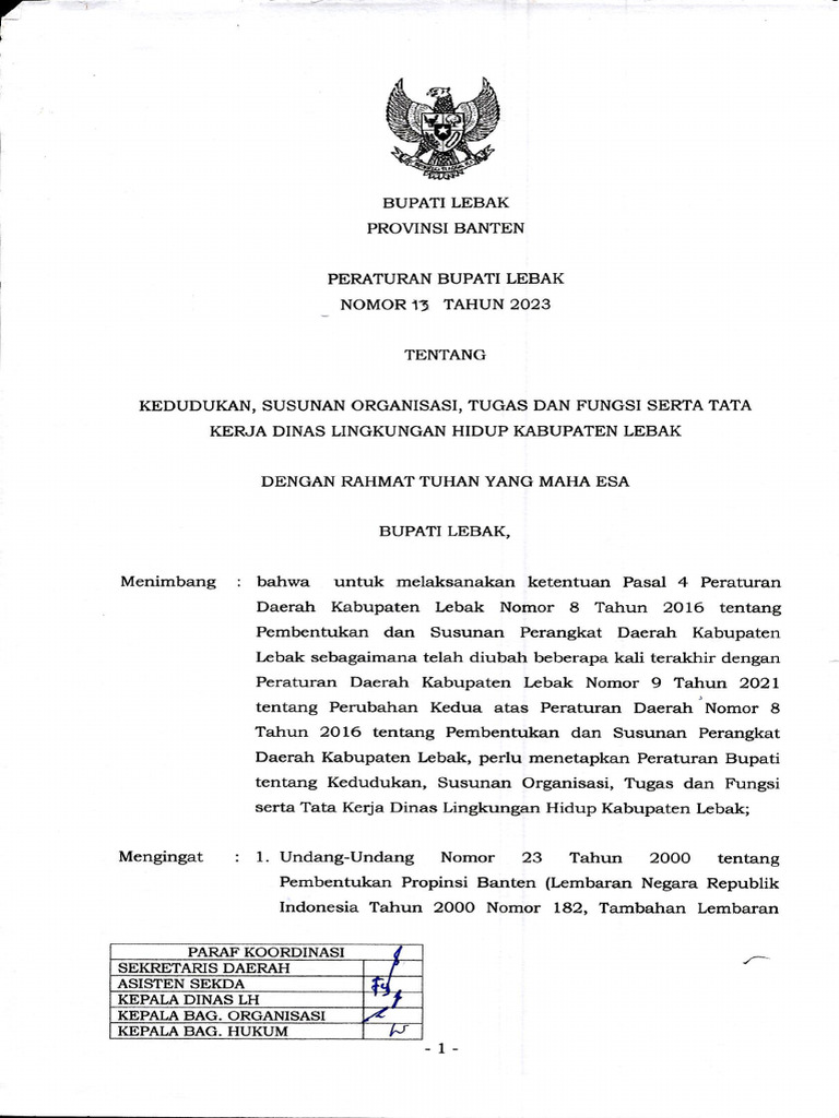 Perbup Sotk LH Nomor 13 Tahun 2023 - 0001 | PDF