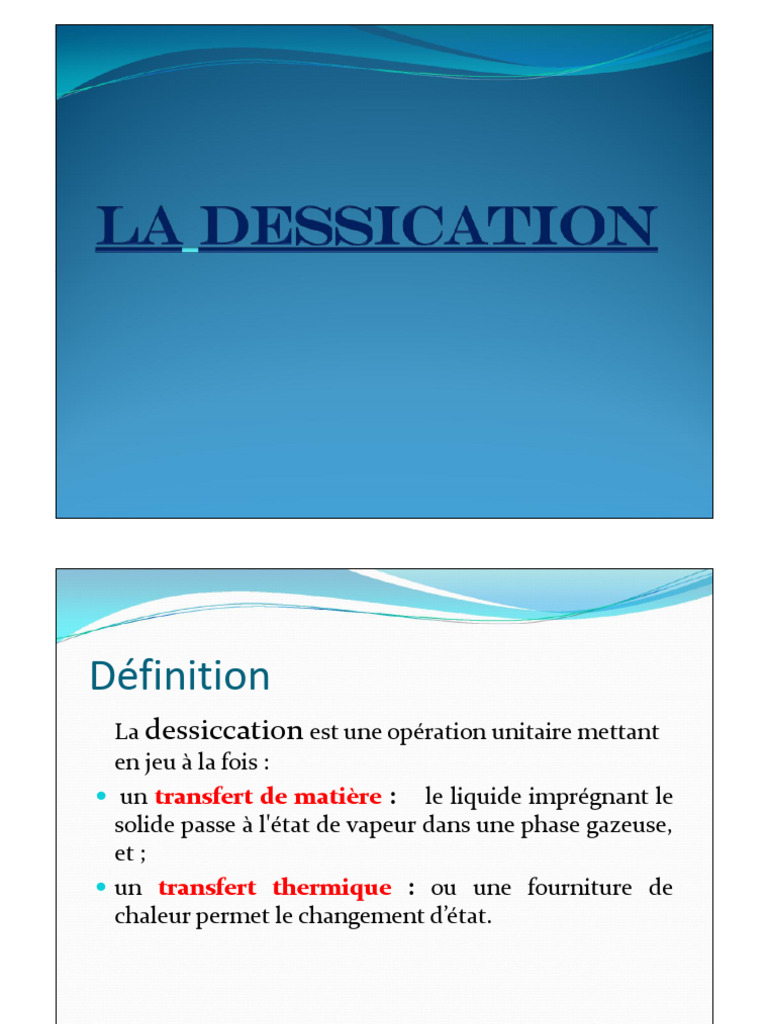 OPERATIONS UNITAIRES - La - Dessication | PDF