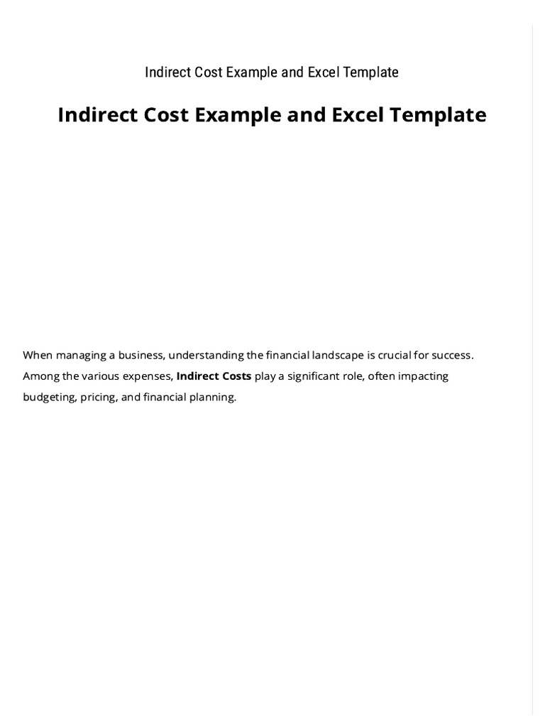 Indirect Cost Example and Excel Template - Engineering Books | PDF ...