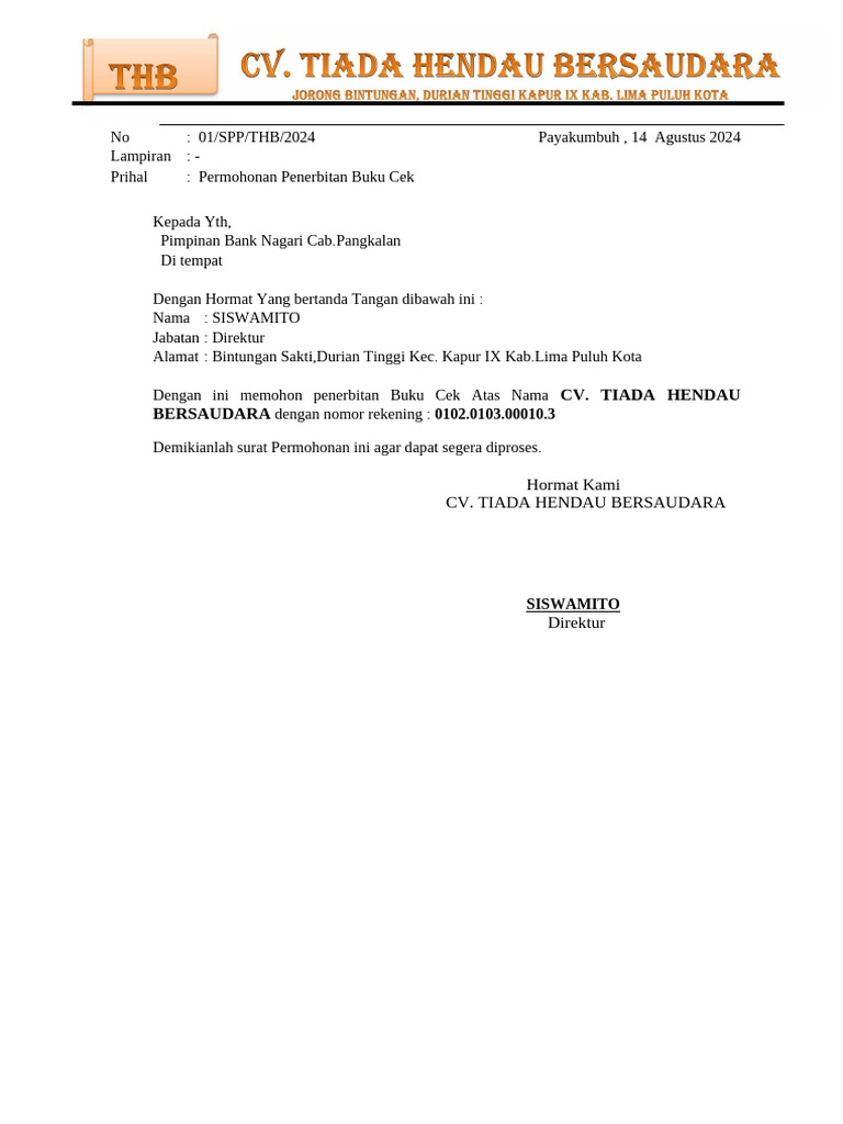 1c-Permohonan - Cek 1 | PDF