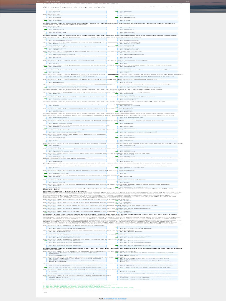 Unit 5 - Natural Wonders of The Word | PDF | Canopy (Biology) | Rainforest