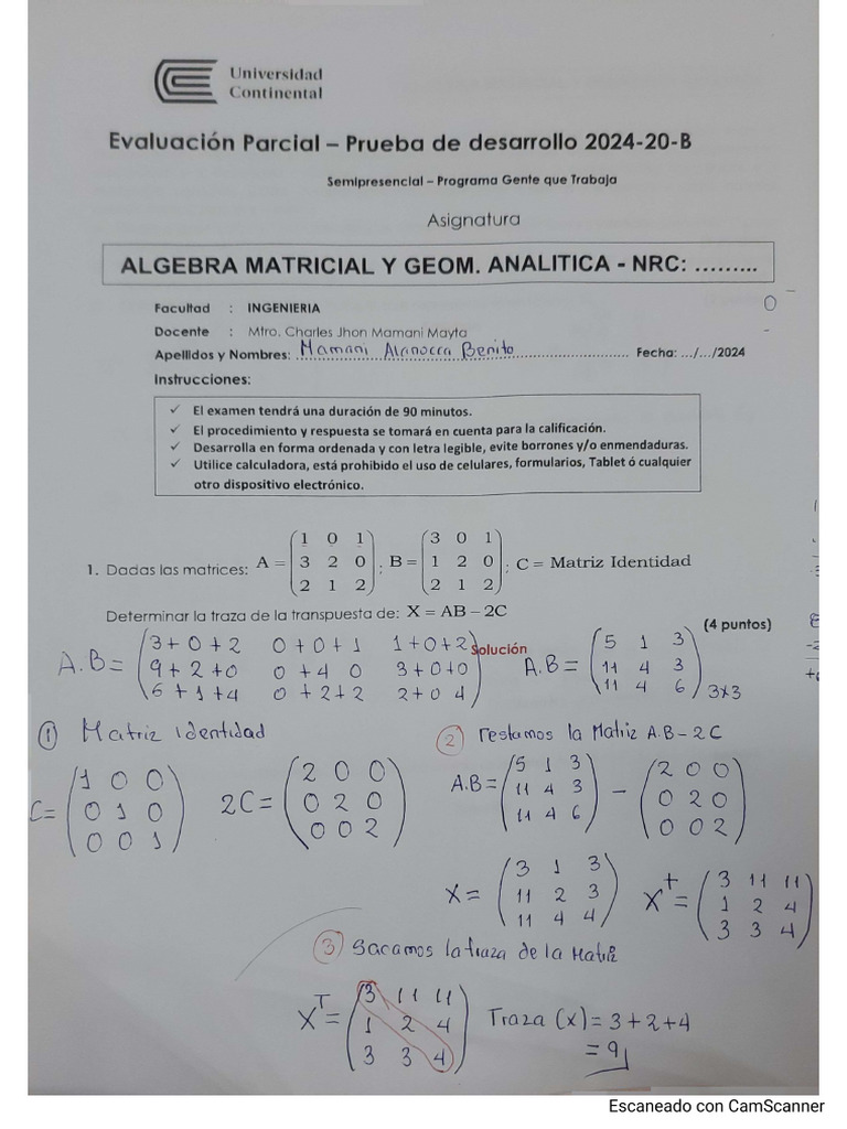 Examen Partical 01 Resuelto - Mamani Alanocca Benito | PDF